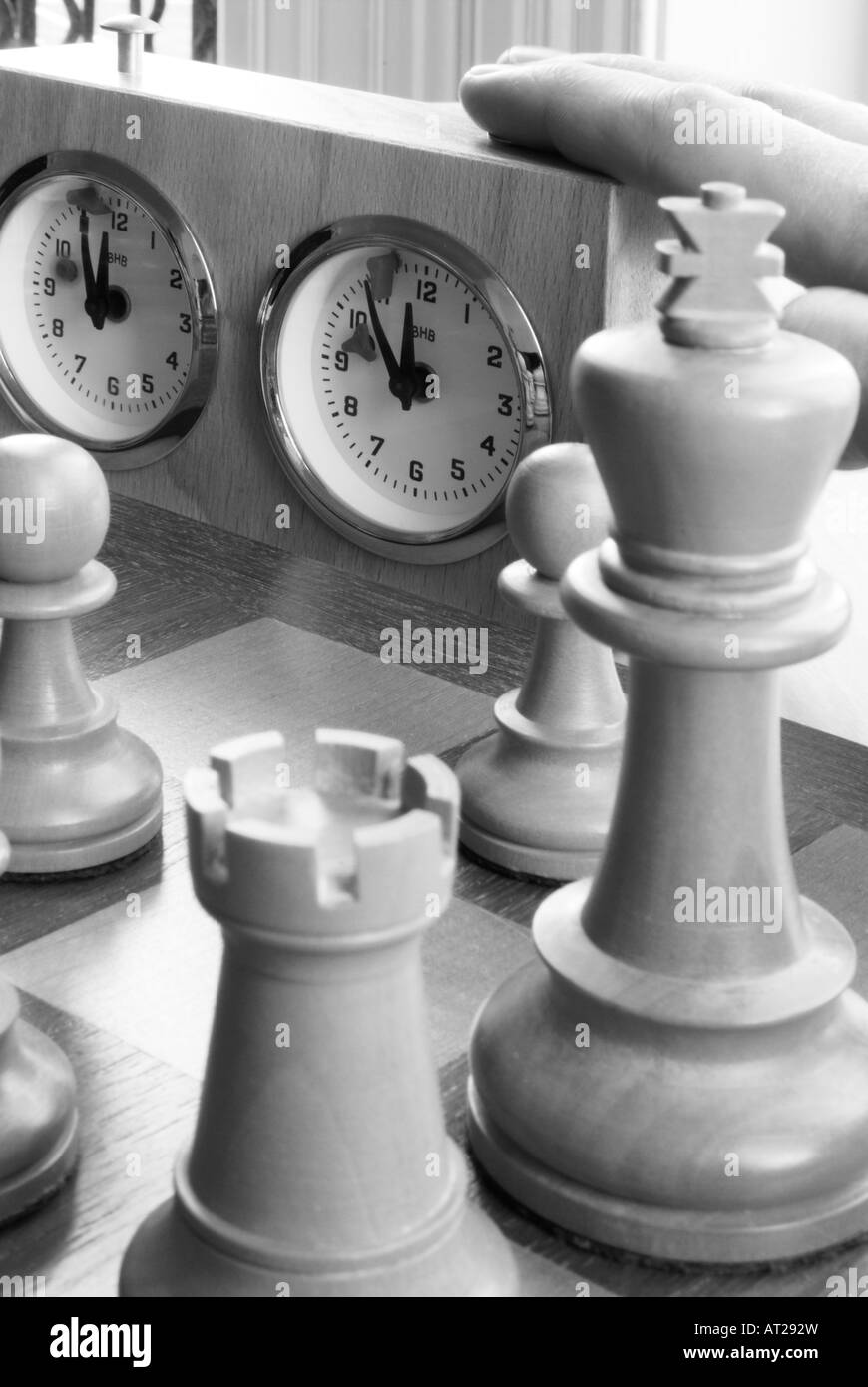 Chess game with clock Stock Photo - Alamy