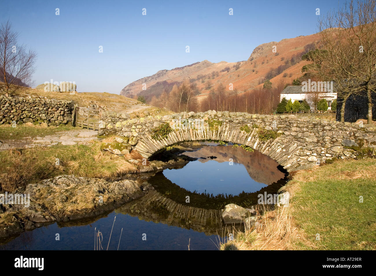 watendlath stone bridge on bright frosty spring morning in Lake ...