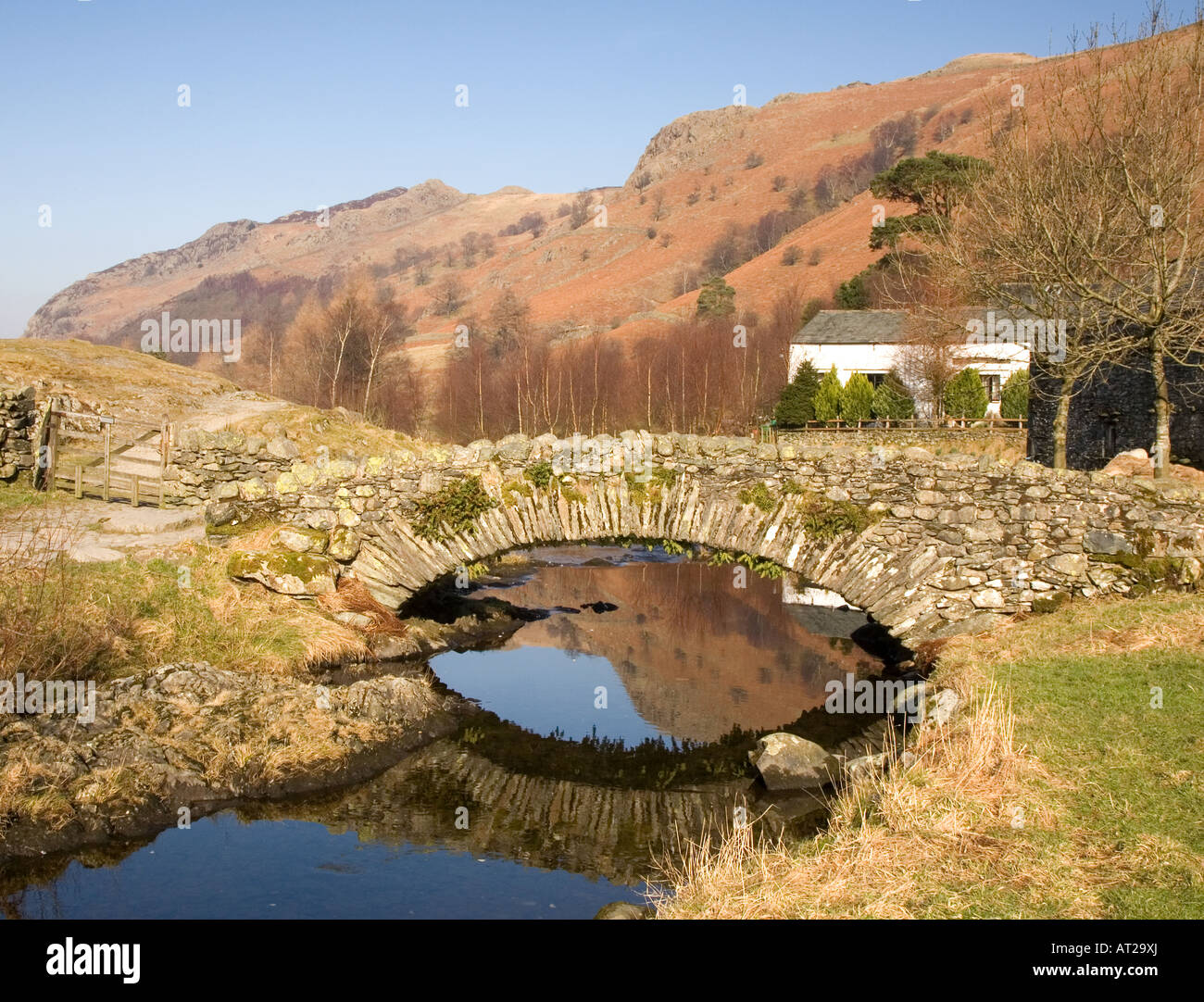 watendlath stone bridge on bright frosty spring morning in Lake ...