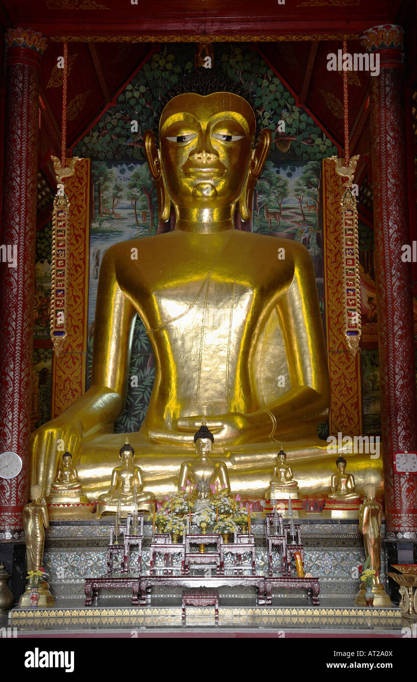 Thailand Chiang Rai Wat Jet Yot buddhist temple Buddha statue Stock ...