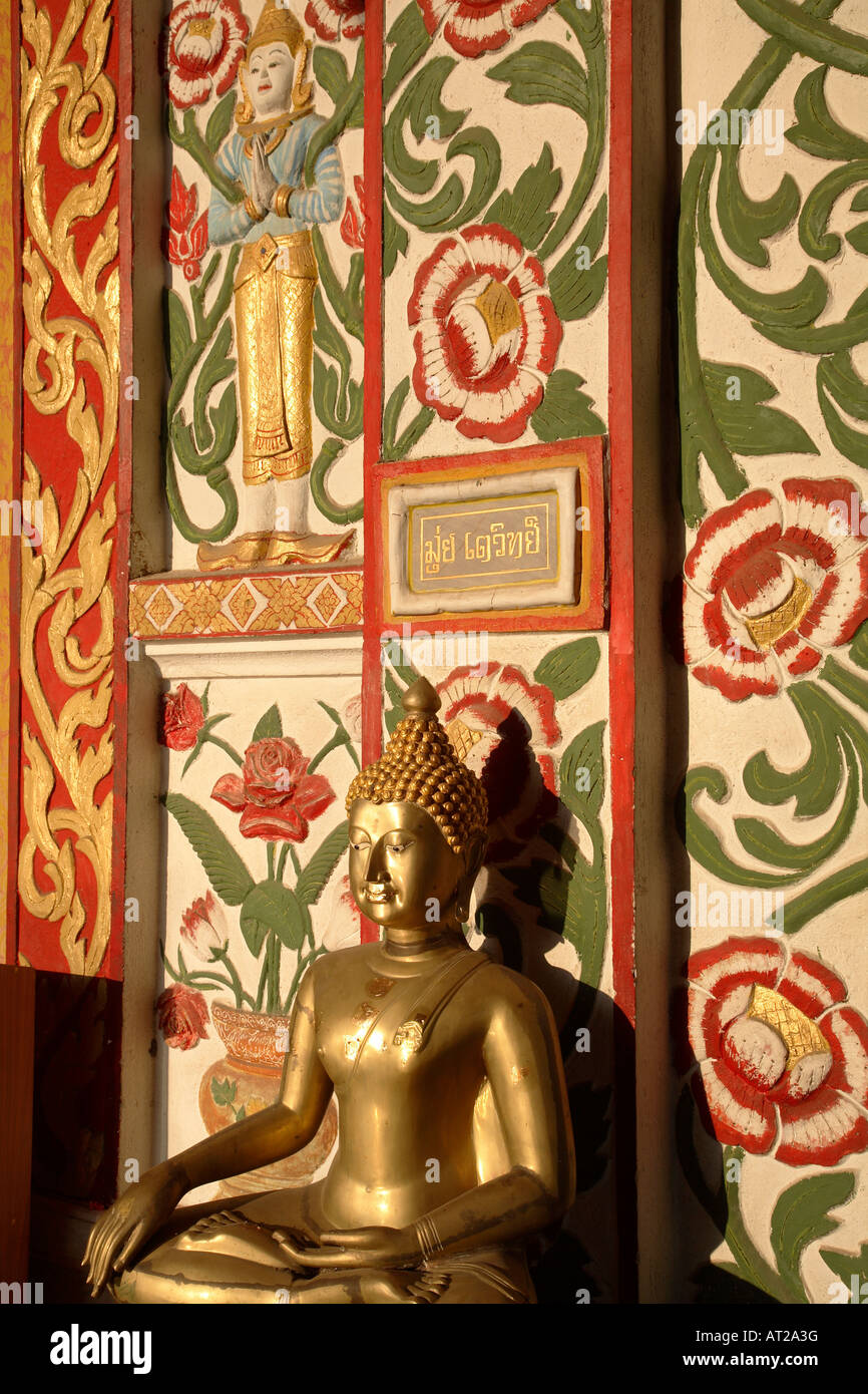 Thailand Chiang Rai Wat Jet Yot buddhist temple architecture detail ...