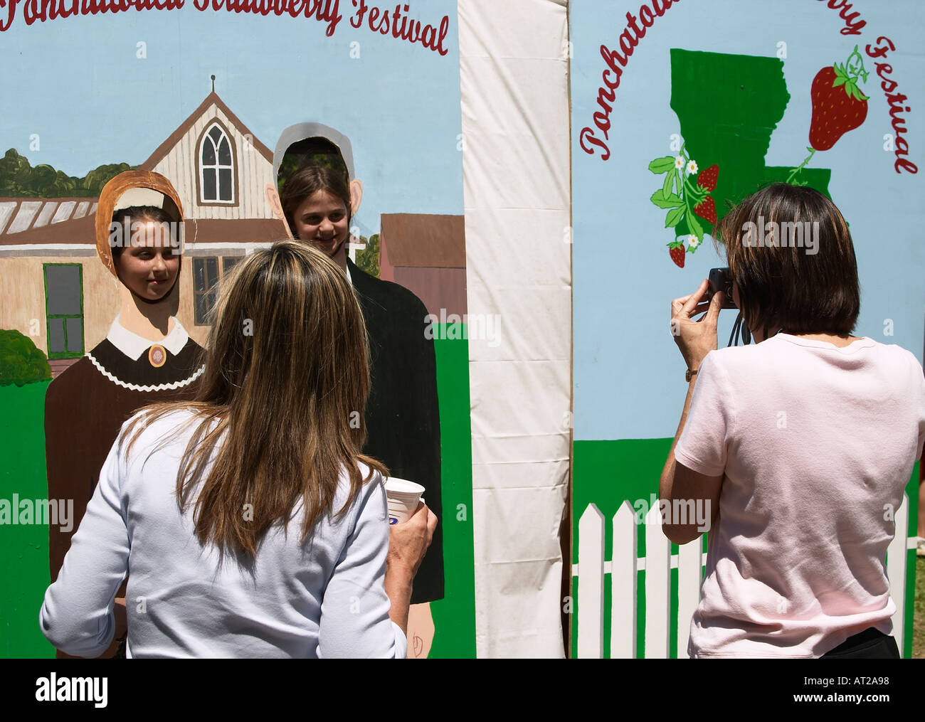 Children pose in an American Gothic cut out for photos Stock Photo - Alamy