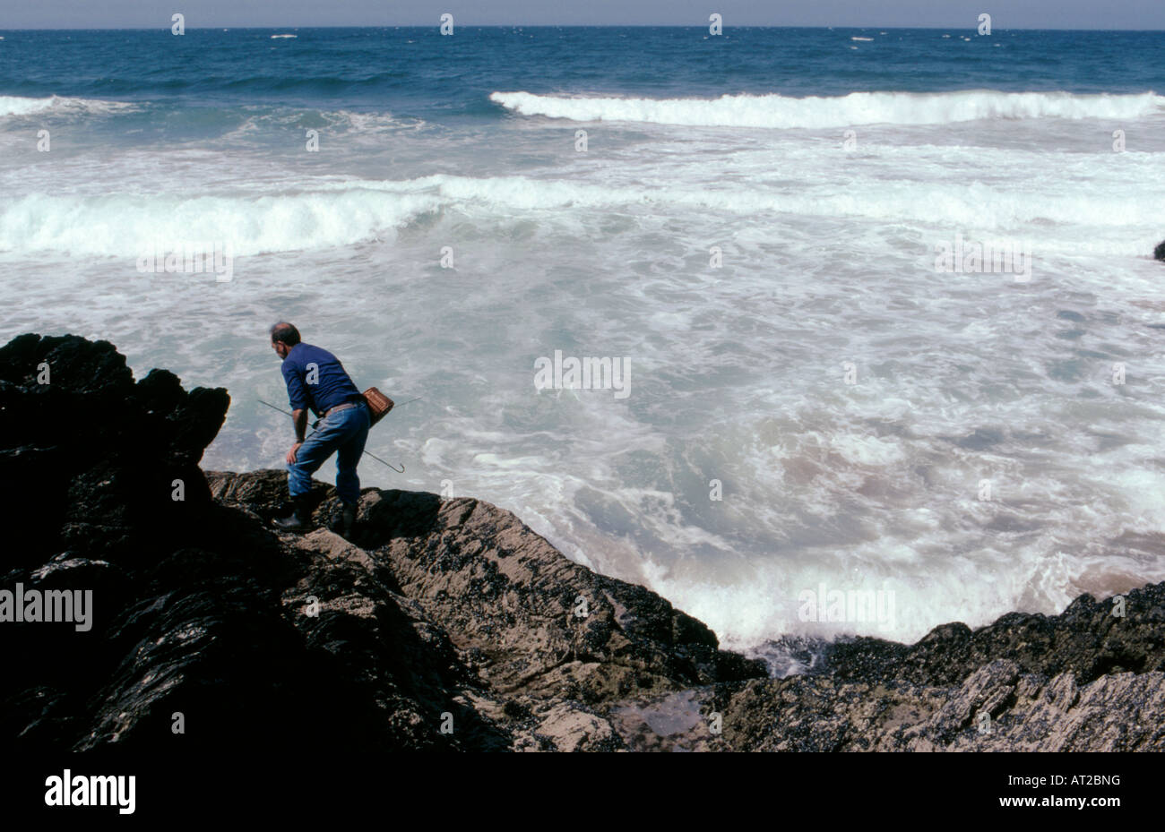 Hunting for percebes, rock barnacles, on the "Costa del Morte" coast of ...