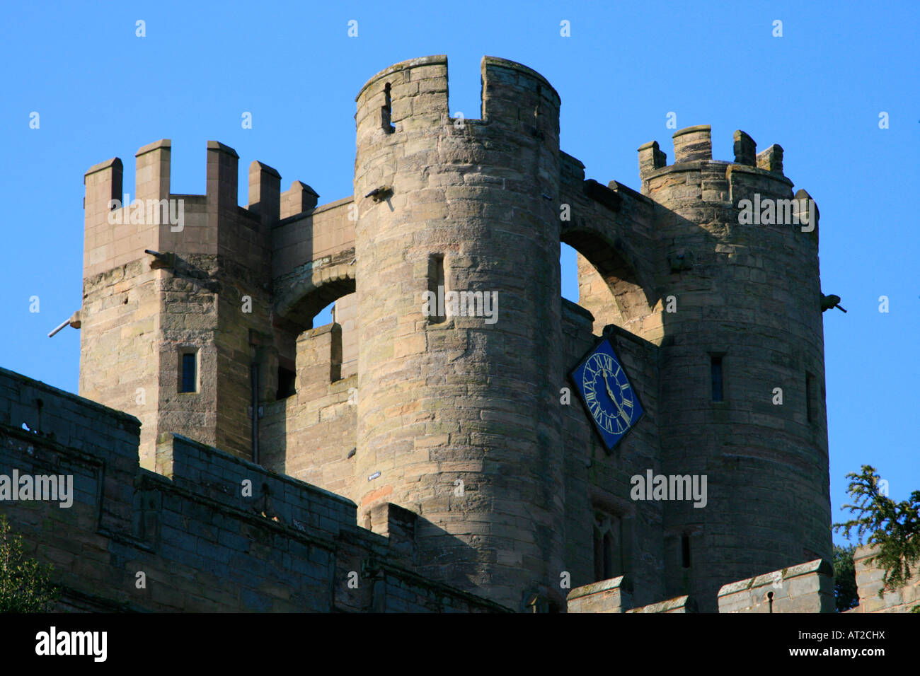 Warwick Castle overlooking the River Avon, lies in the town of Warwick ...