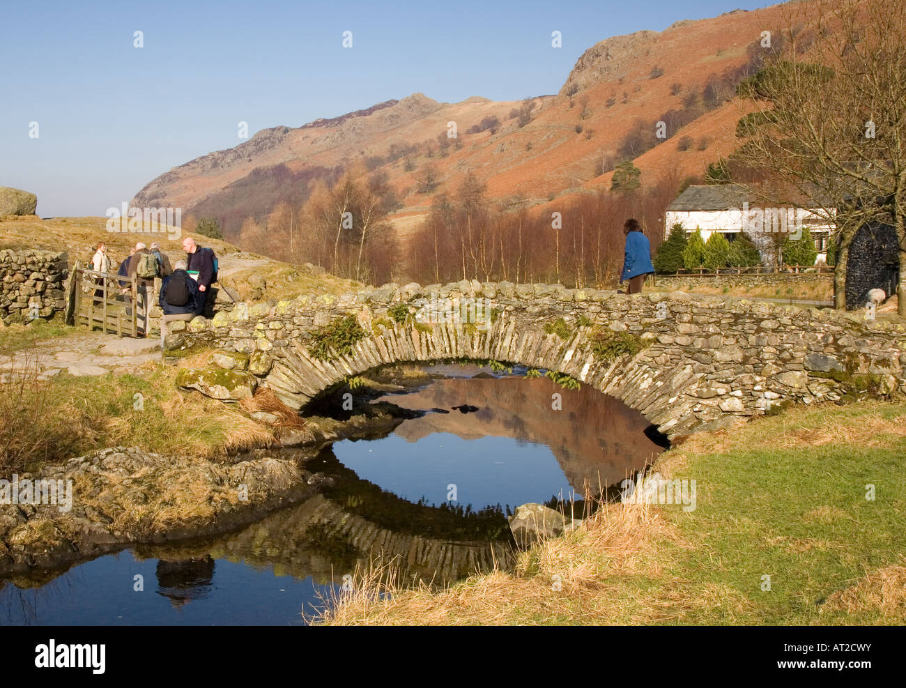 watendlath stone bridge on bright frosty spring morning in Lake ...