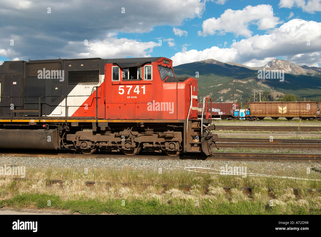 Canadian National Railway freight locomotive waiting in the yards at ...