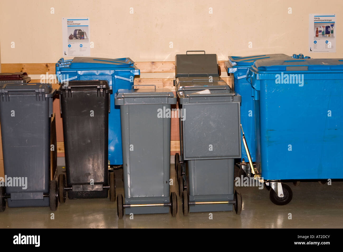 Plastic Container for Recycling standing on floor Stock Photo - Alamy