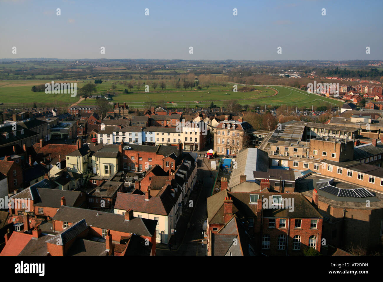 town centre warwick racecourse from bell tower st marys church ...