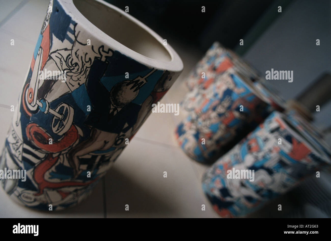 Hand painted pots Stock Photo - Alamy