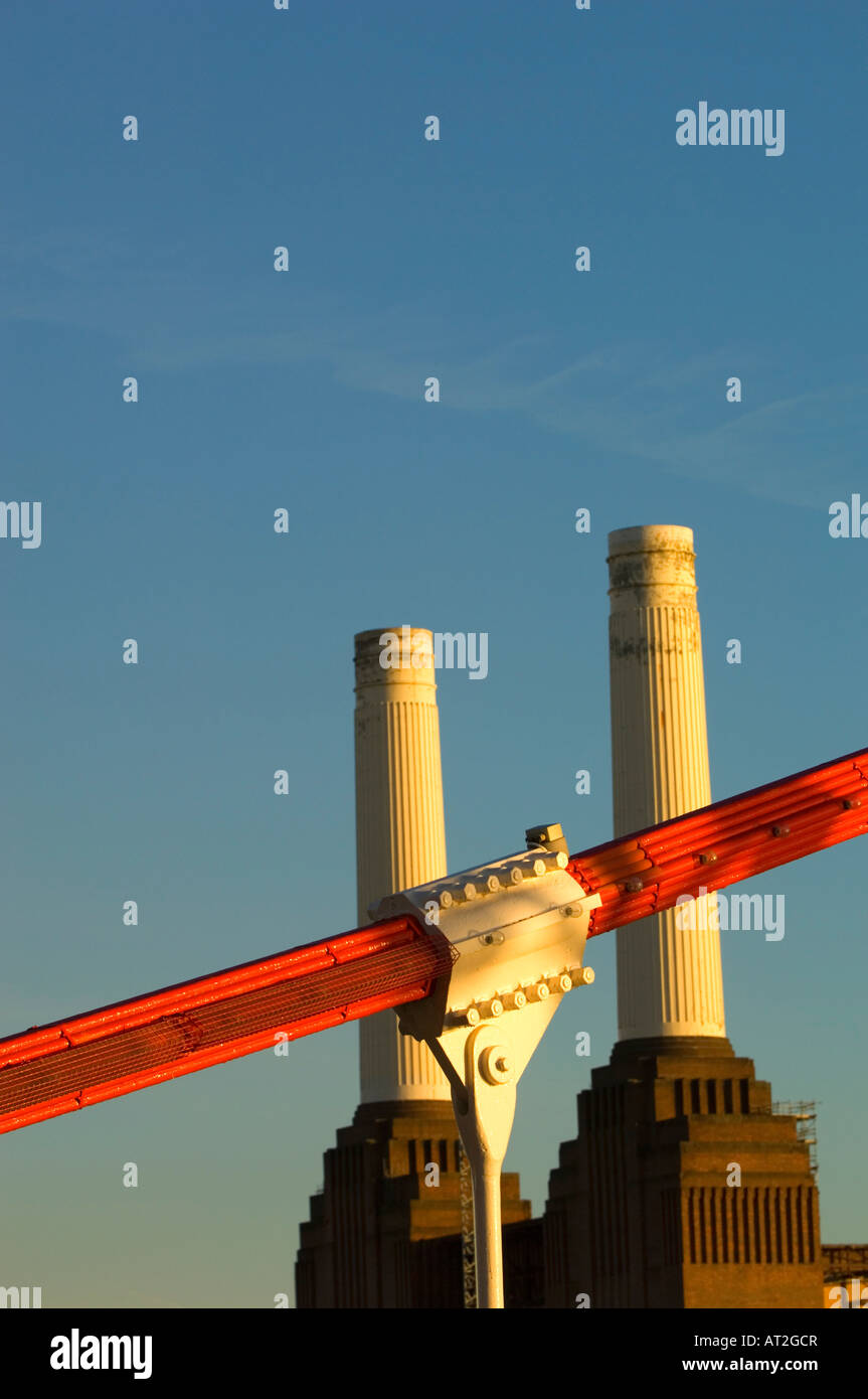 Chelsea Bridge and chimneys of Battersea Power Station Chelsea SW3 ...