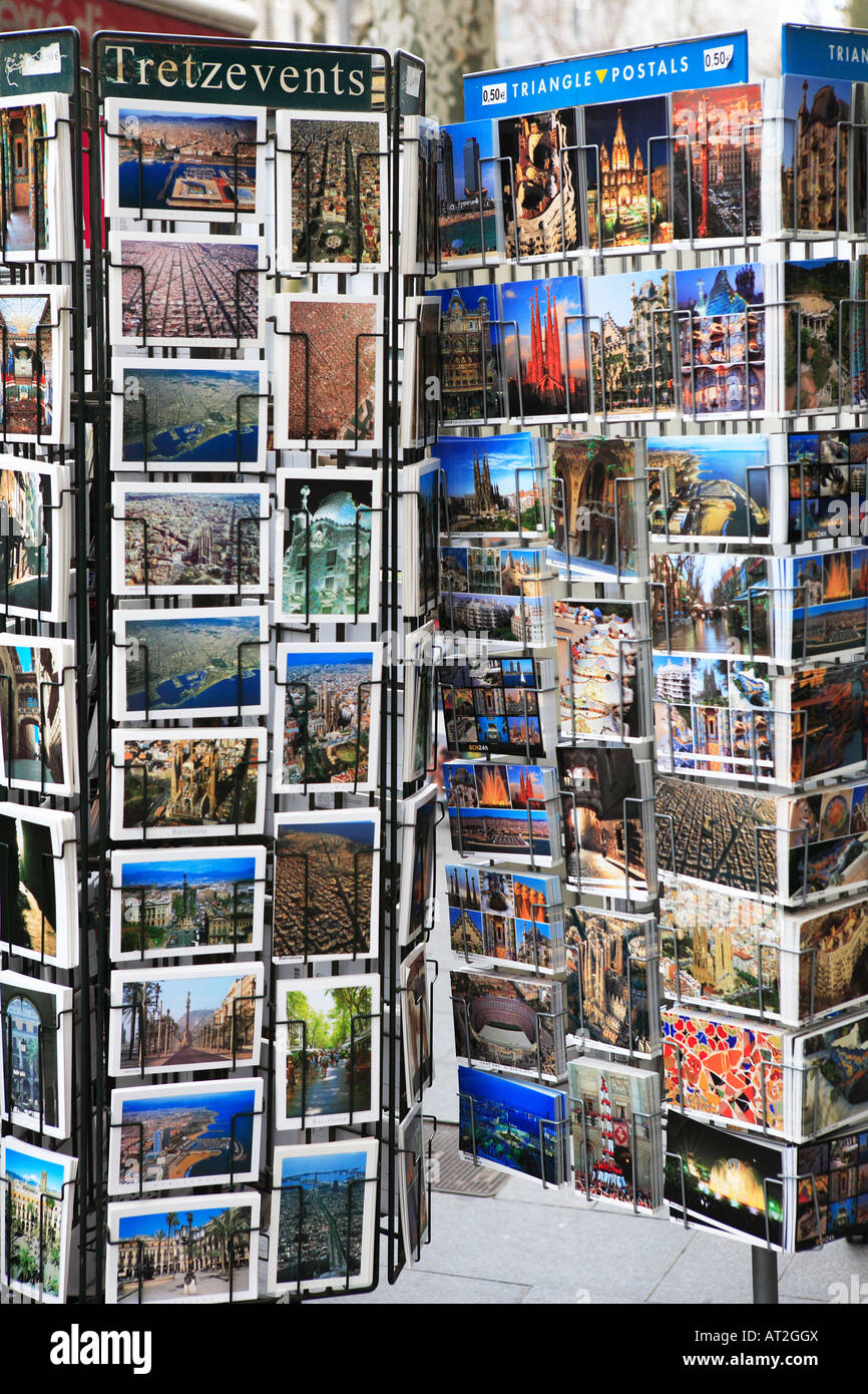 Postcards Barcelona Spain Stock Photo - Alamy