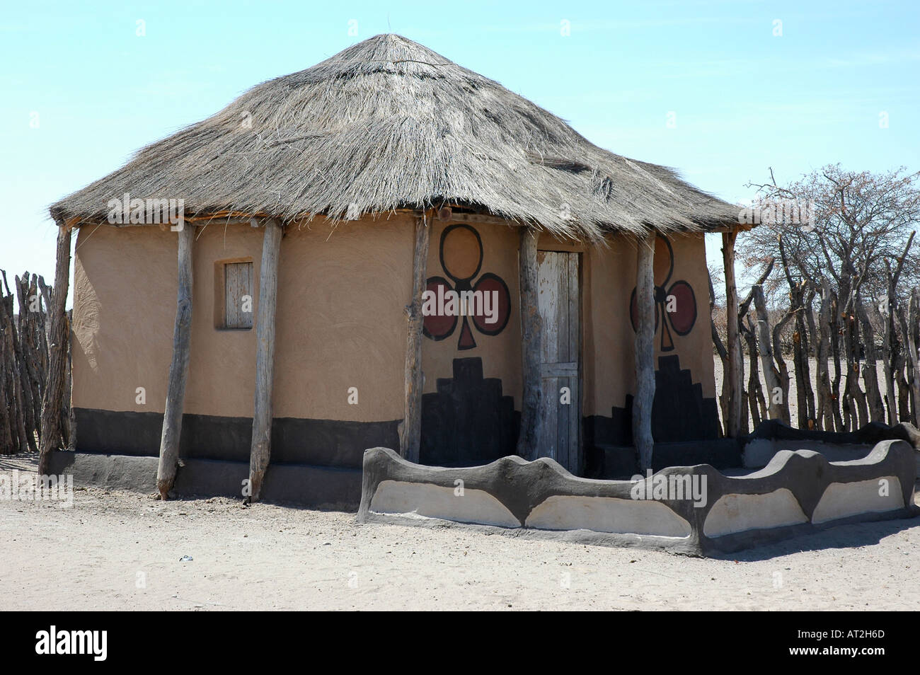 Mud hut with straw roof near Jacks camp in Botswana southern Africa ...