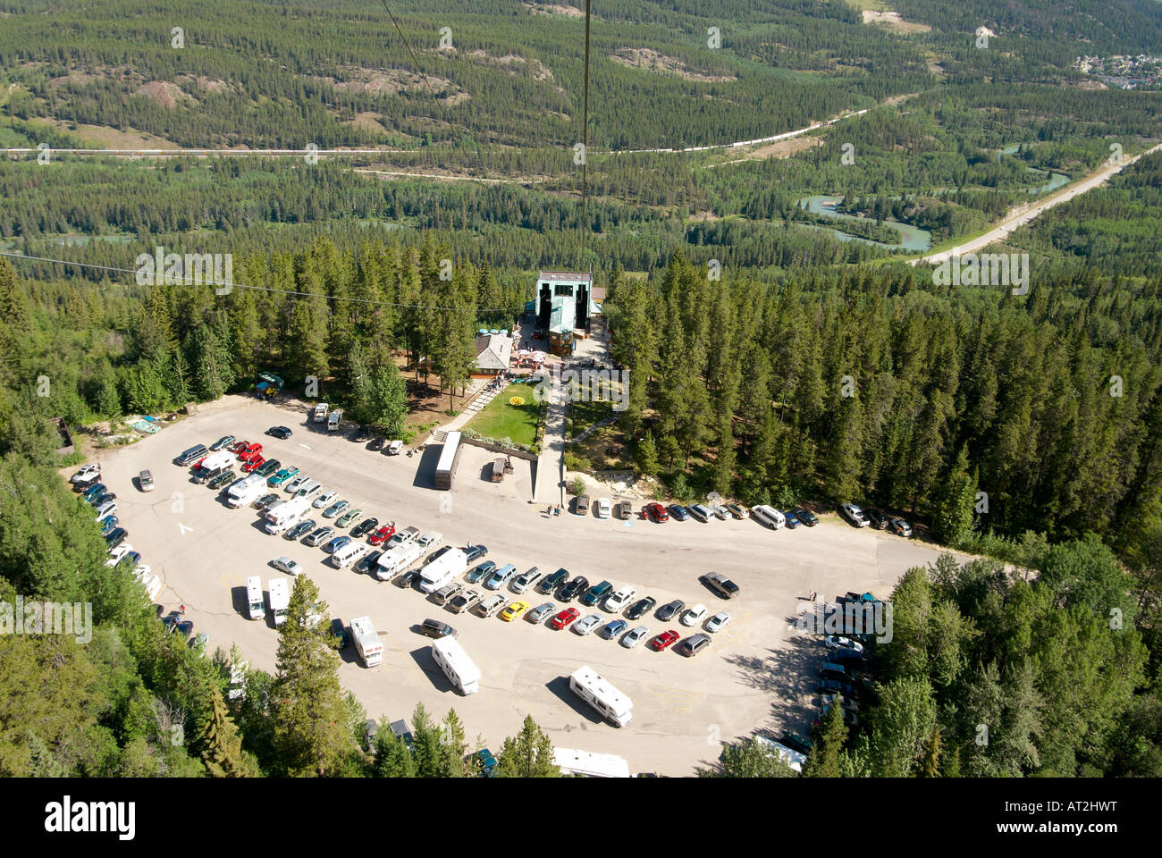 Car park of the base station of the Jasper Tramway up Whistlers ...