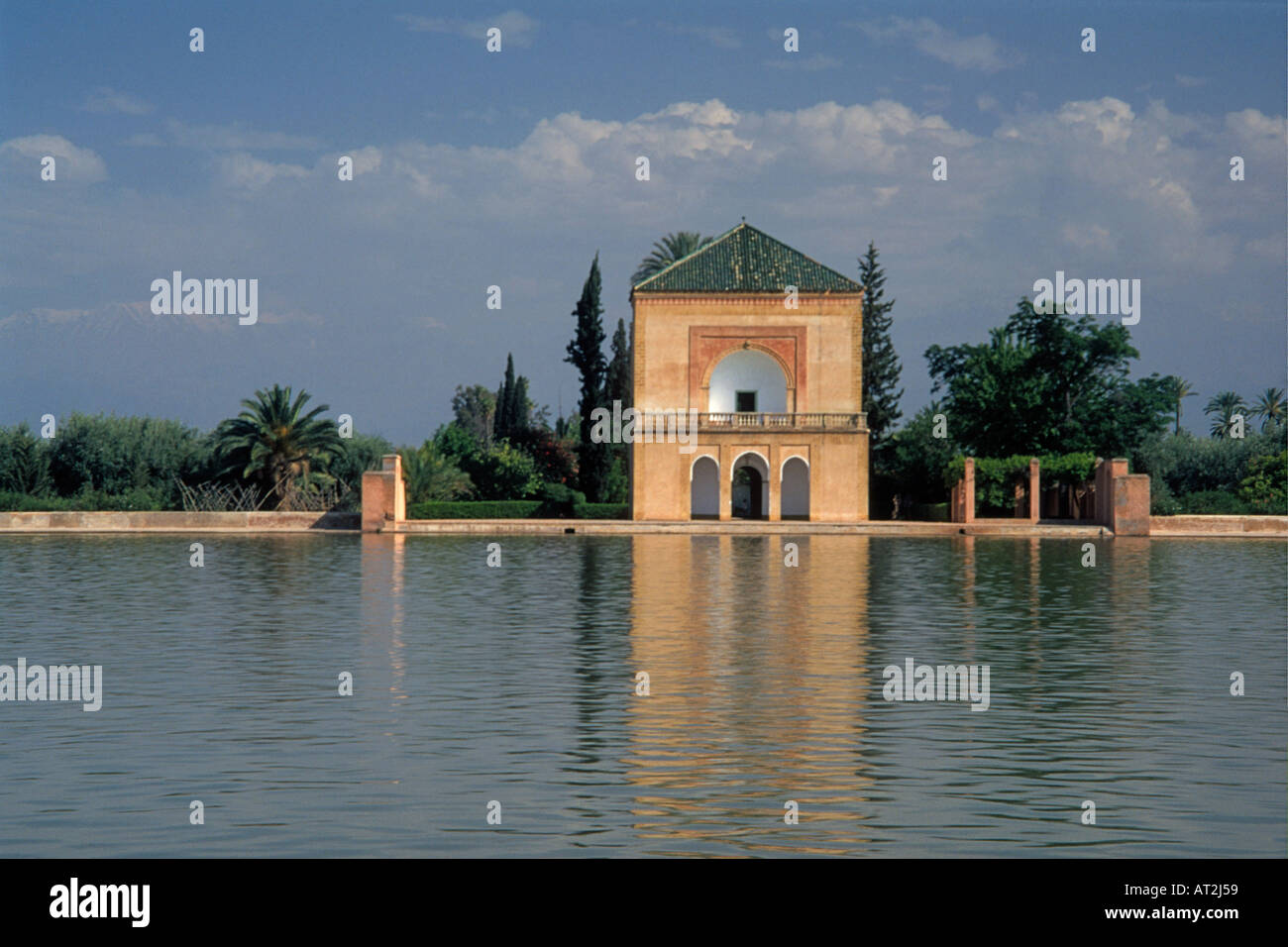 Menara gardens pavilion and pool, Marrakesh, High Atlas, central ...