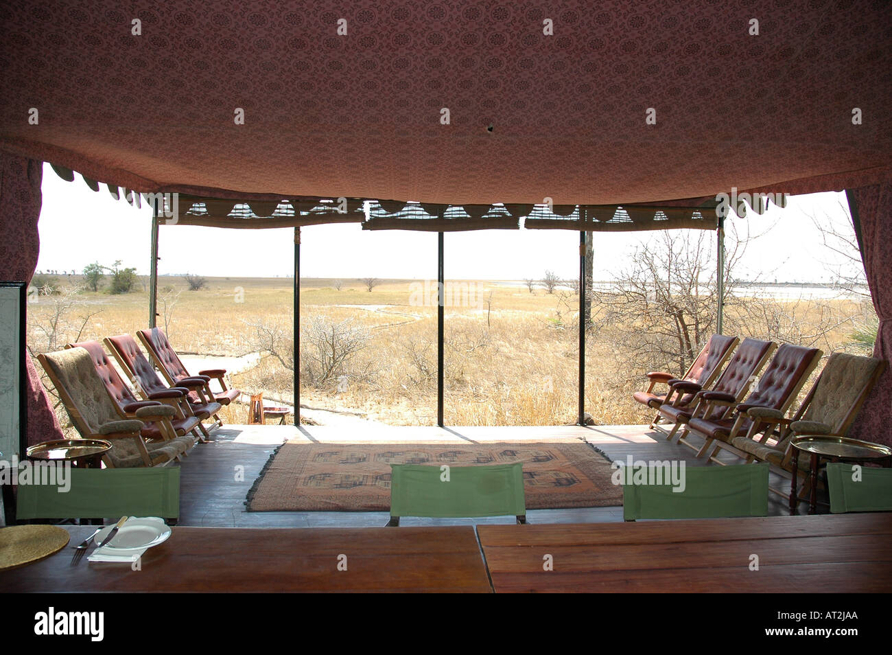 Interior of mess tent at Jack s Camp safari camp in Makgadikgadi in the ...