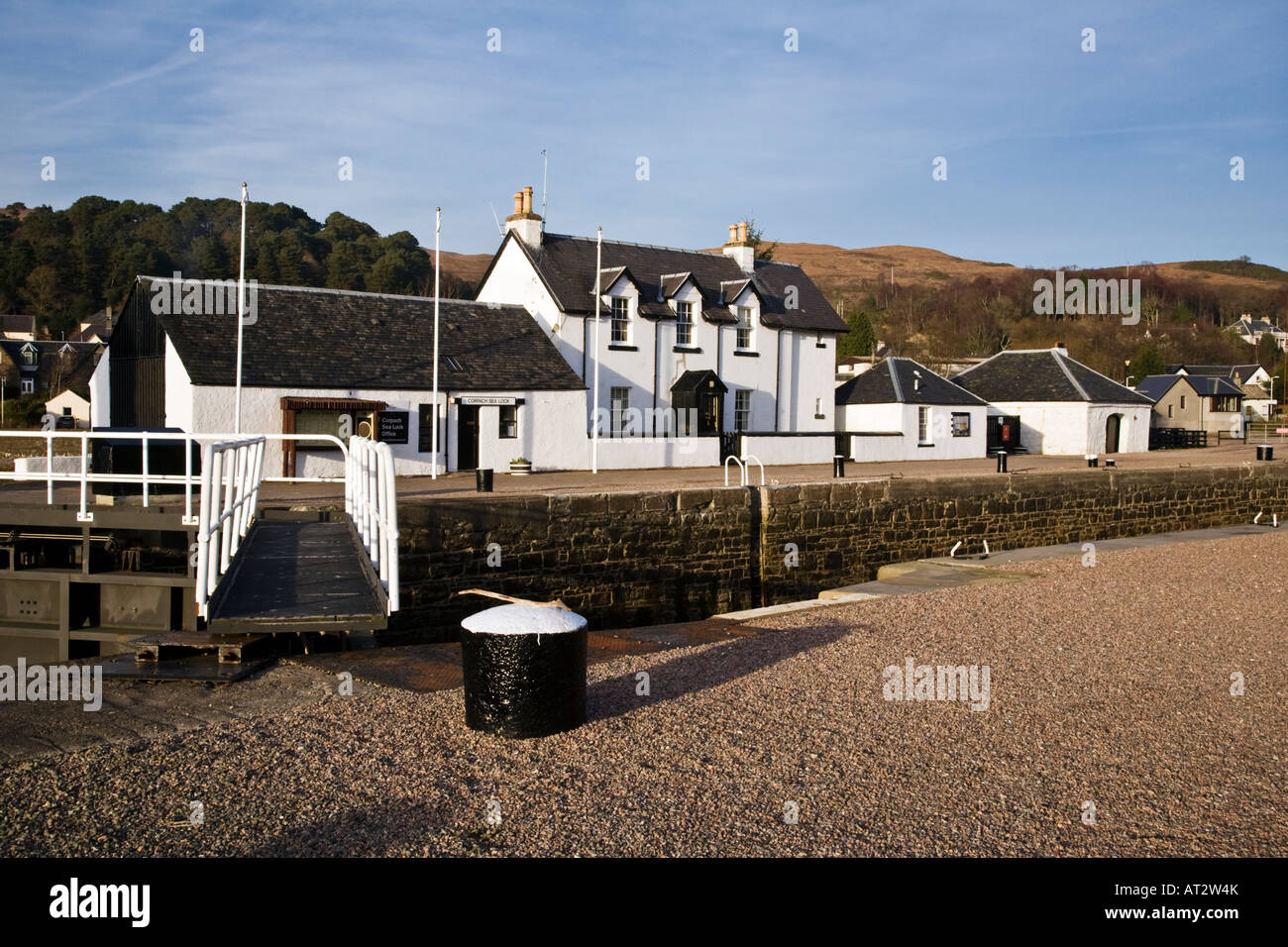 The Caledonian Canal sea lock office at Corpach near Fort William ...