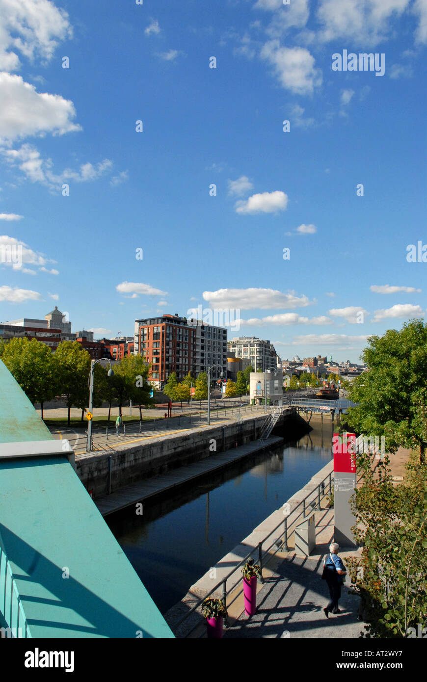 Canal Lachine & view of Old Montreal Quebec canada Stock Photo - Alamy