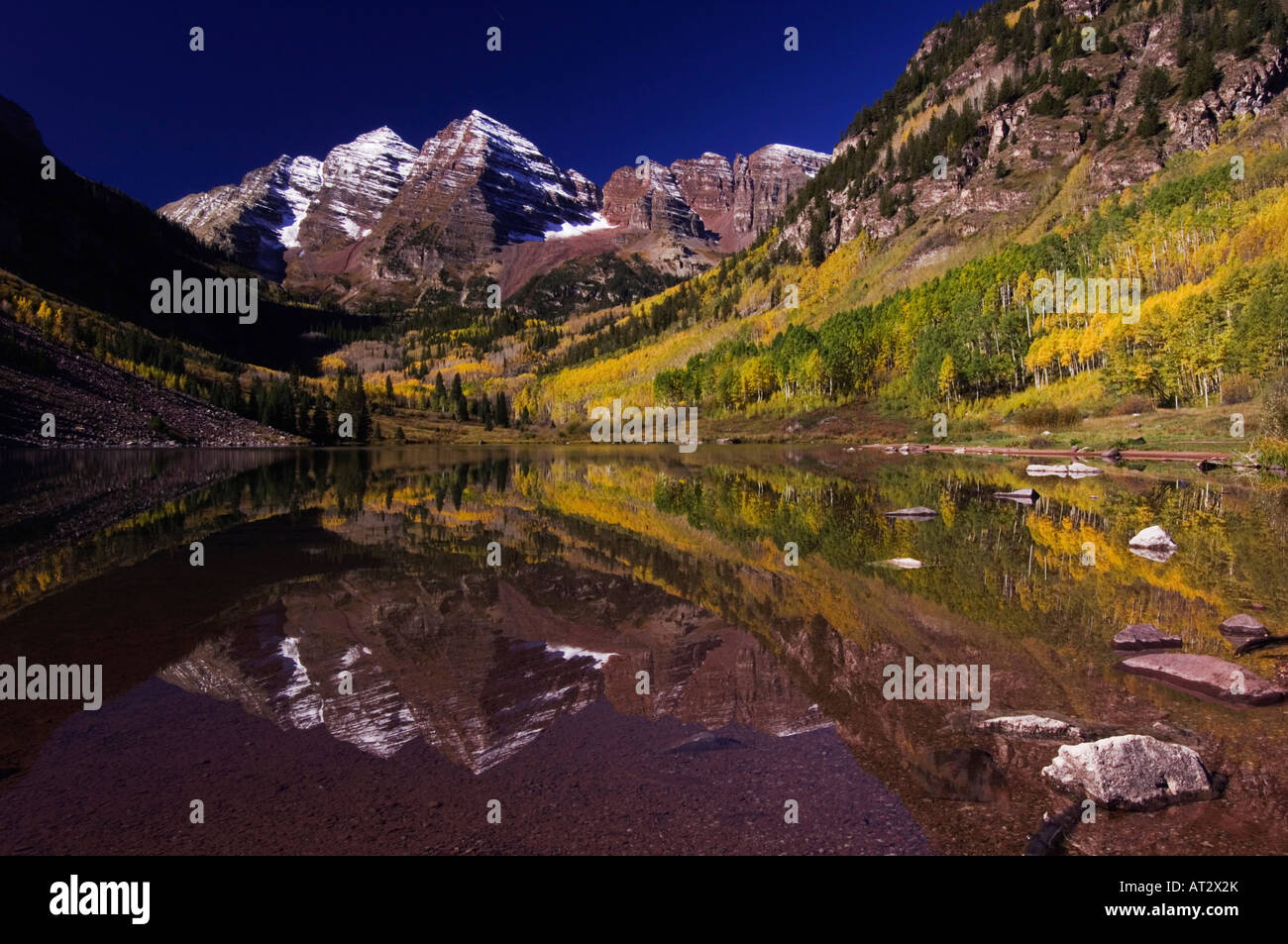 Maroon Bells and Maroon lake with fall colors Aspen White River ...
