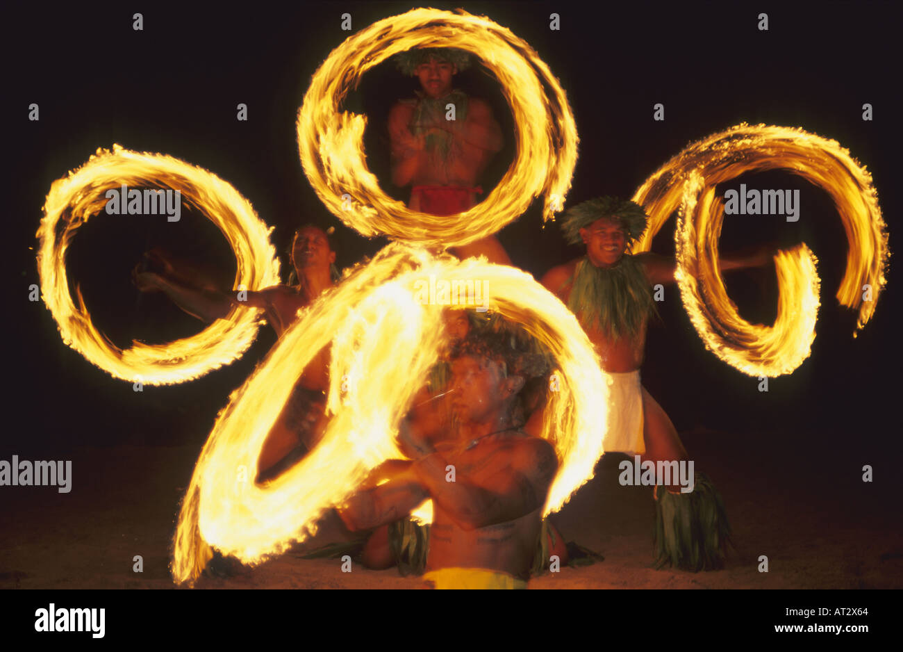 Fire dancing Tiki Village Moorea French Polynesia Stock Photo - Alamy