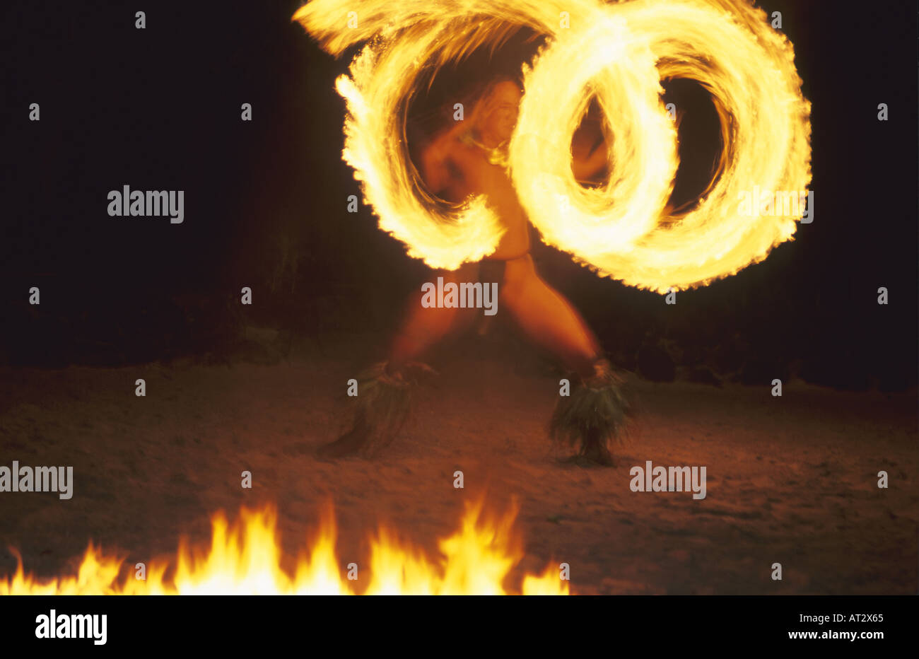 Fire dancing Tiki Village Moorea French Polynesia Stock Photo - Alamy