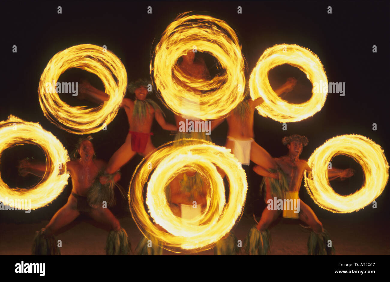 Fire dancing Tiki Village Moorea French Polynesia Stock Photo - Alamy
