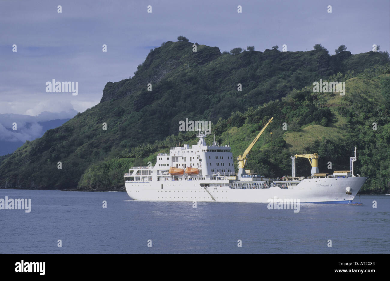 Aranui Ship Hapatoni bay Tahuata Marquesas Islands French Polynesia ...