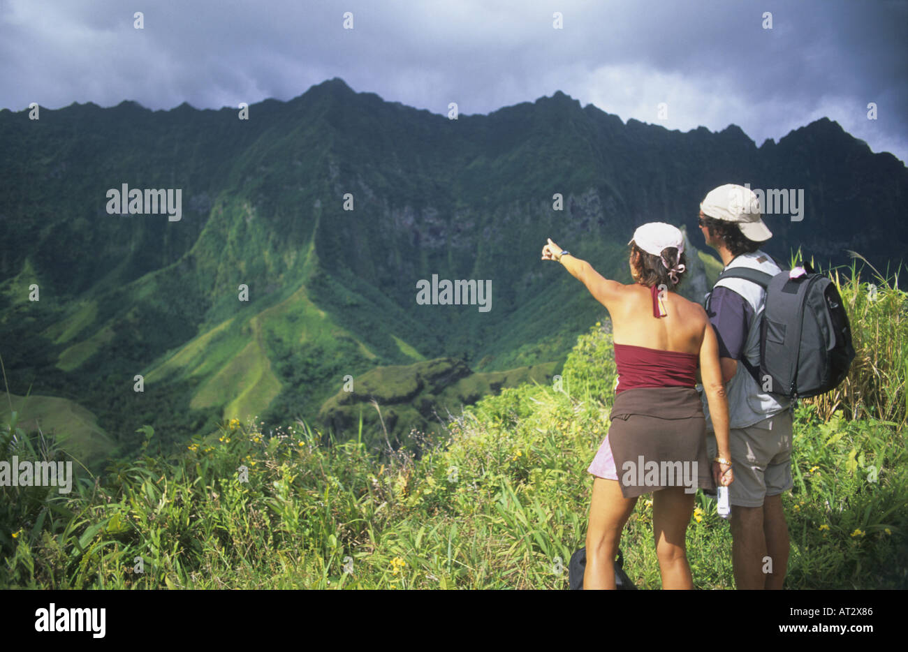 Hanavave range Fatu Hiva Marquesas Islands French Polynesia Stock Photo ...