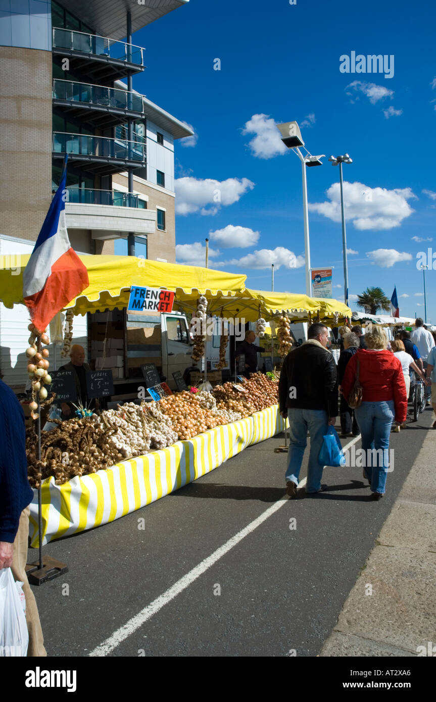 French market on Poole Quay Dorset England Stock Photo - Alamy