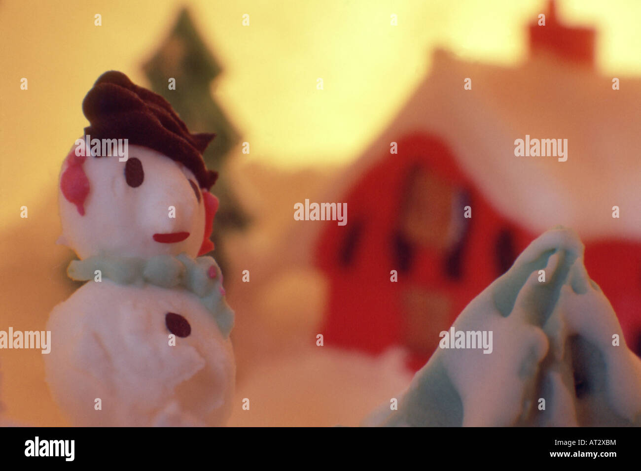 Snowman winter scene Stock Photo - Alamy