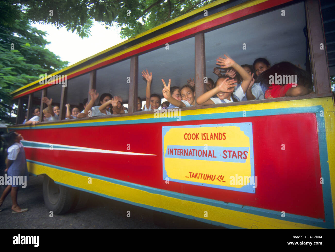 schoolchildren,International Stars, having fun in the Cook Island's ...