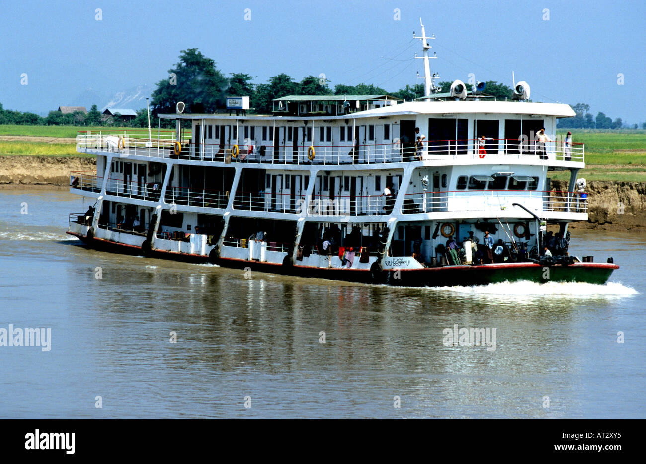 local ferry is popular transport in Burma (Myanmar) on the Irrawaddy ...