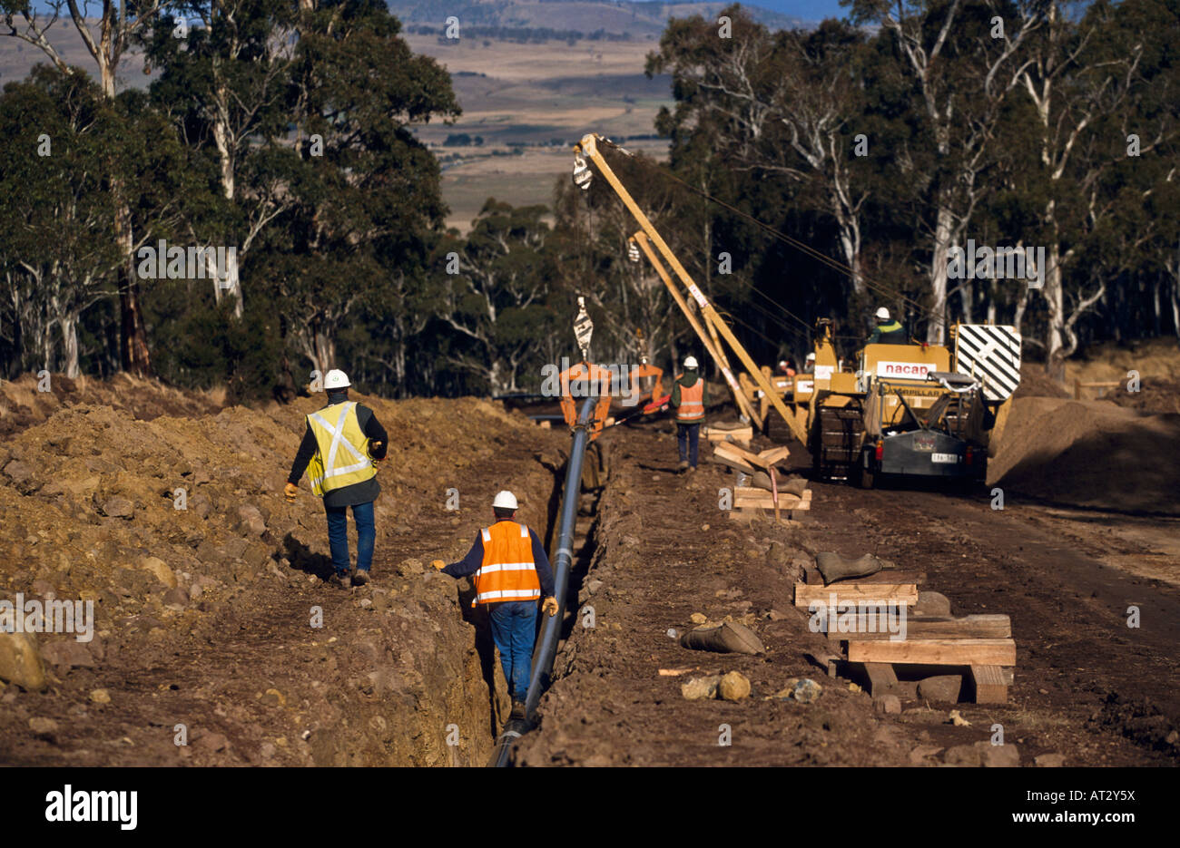 Laying gas pipeline Australia Stock Photo - Alamy