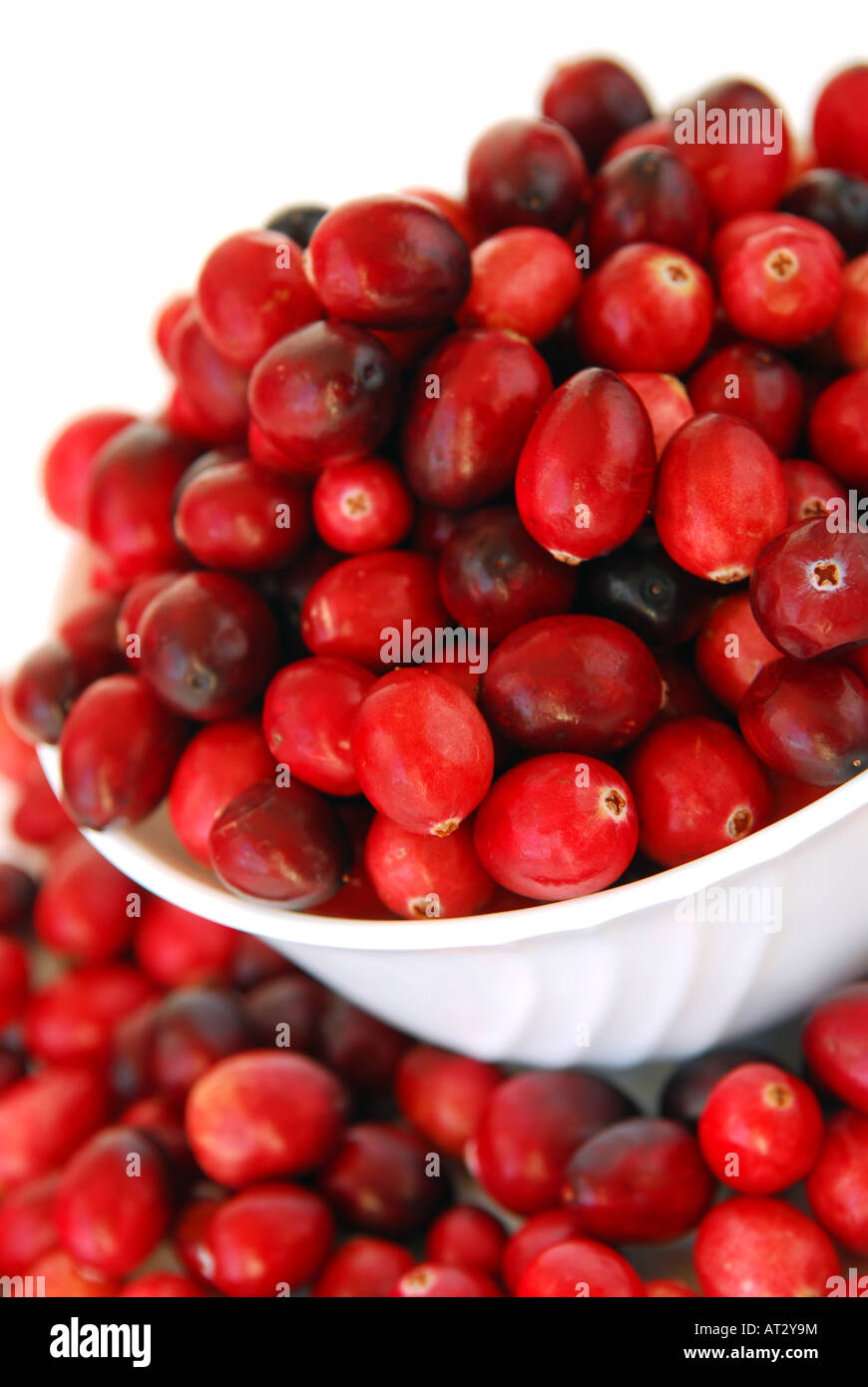 Fresh red cranberries in a glass bowl on white background Stock Photo ...