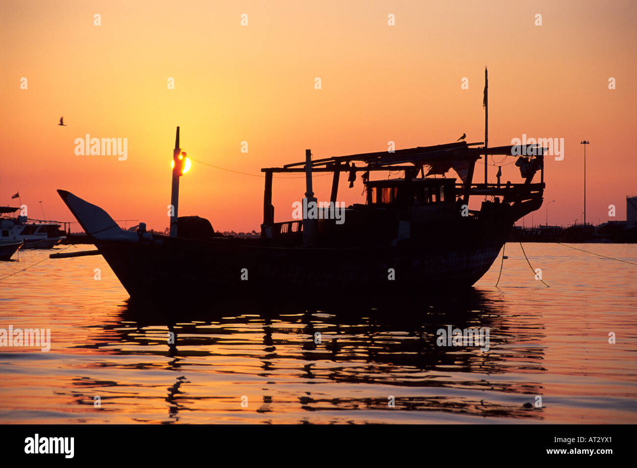 Dhow at sunset Abu Dhabi United Arab Emirates Stock Photo - Alamy
