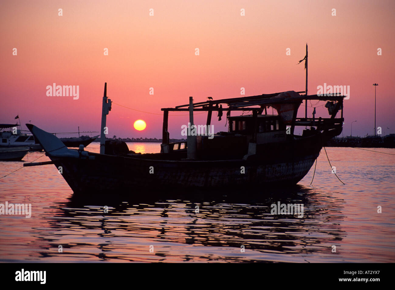 Dhow at sunset Abu Dhabi United Arab Emirates Stock Photo - Alamy
