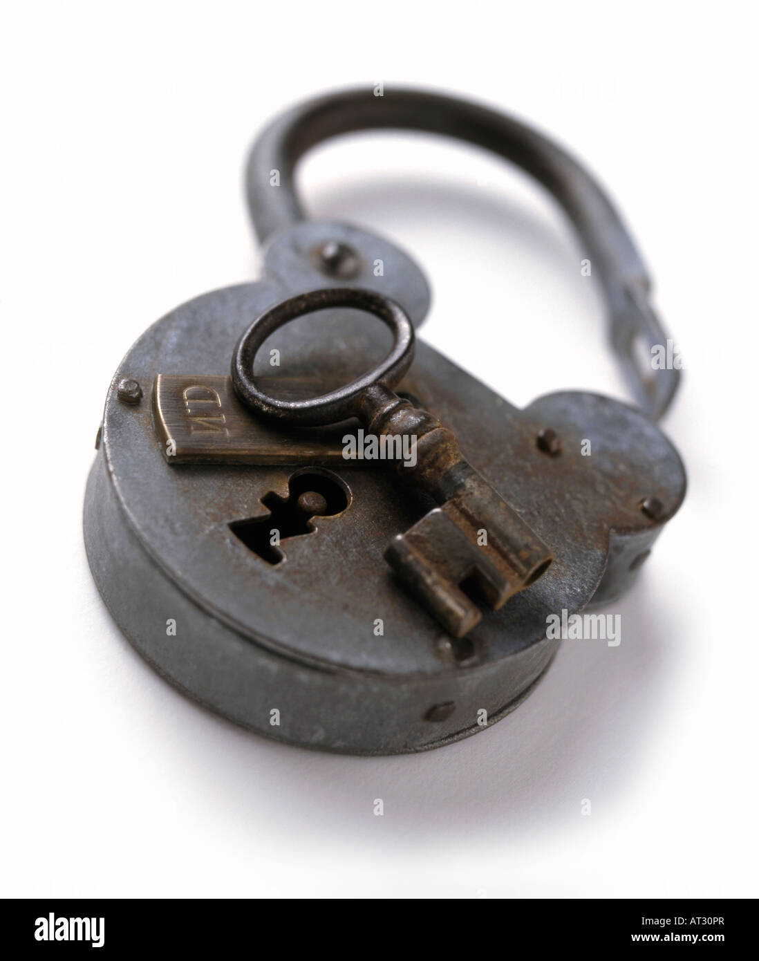 Vintage padlock with key Stock Photo - Alamy