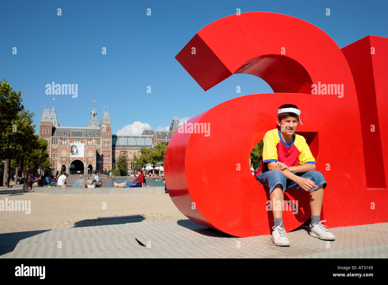big red letters in front of the Rijksmuseum in Amsterdam Stock Photo ...