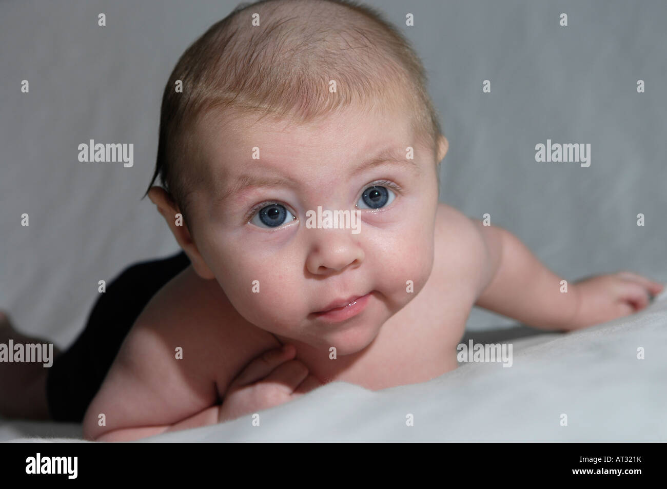 3 month old caucasian baby boy with blue eyes crawling Stock Photo - Alamy