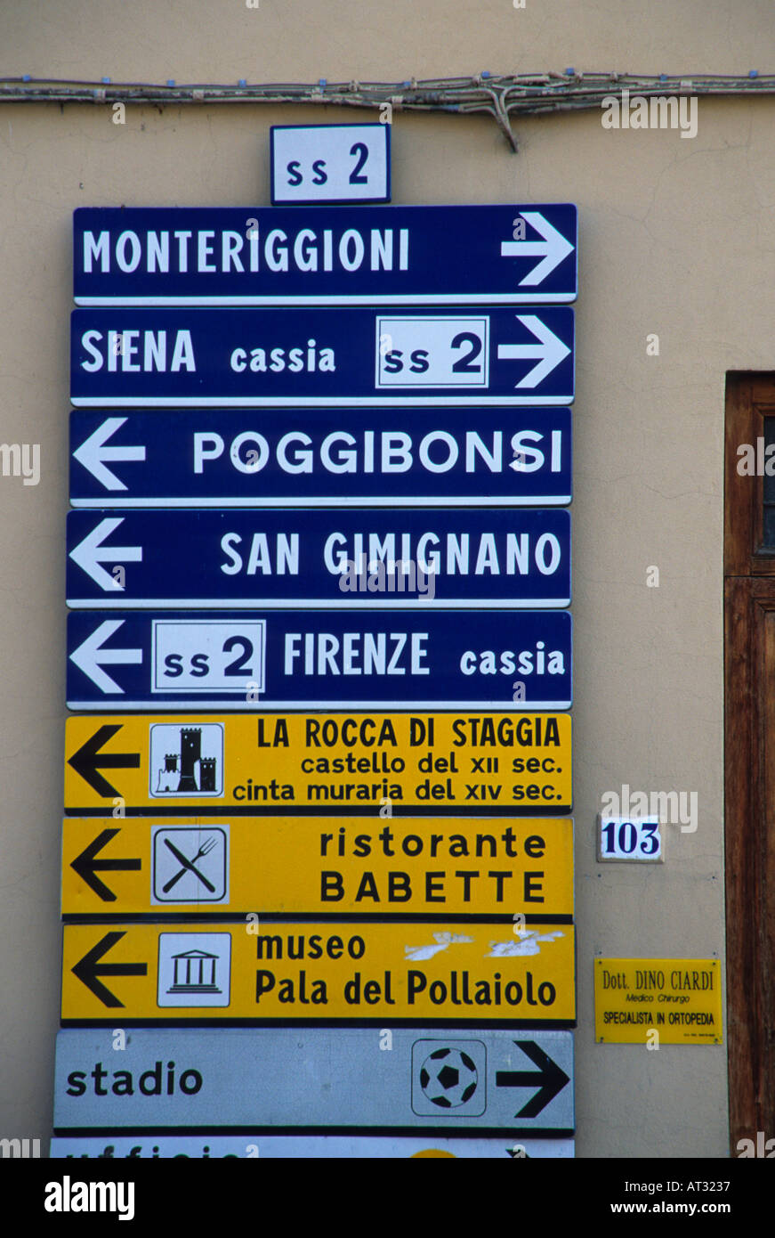 European travel in Pompei Italy signs Stock Photo - Alamy