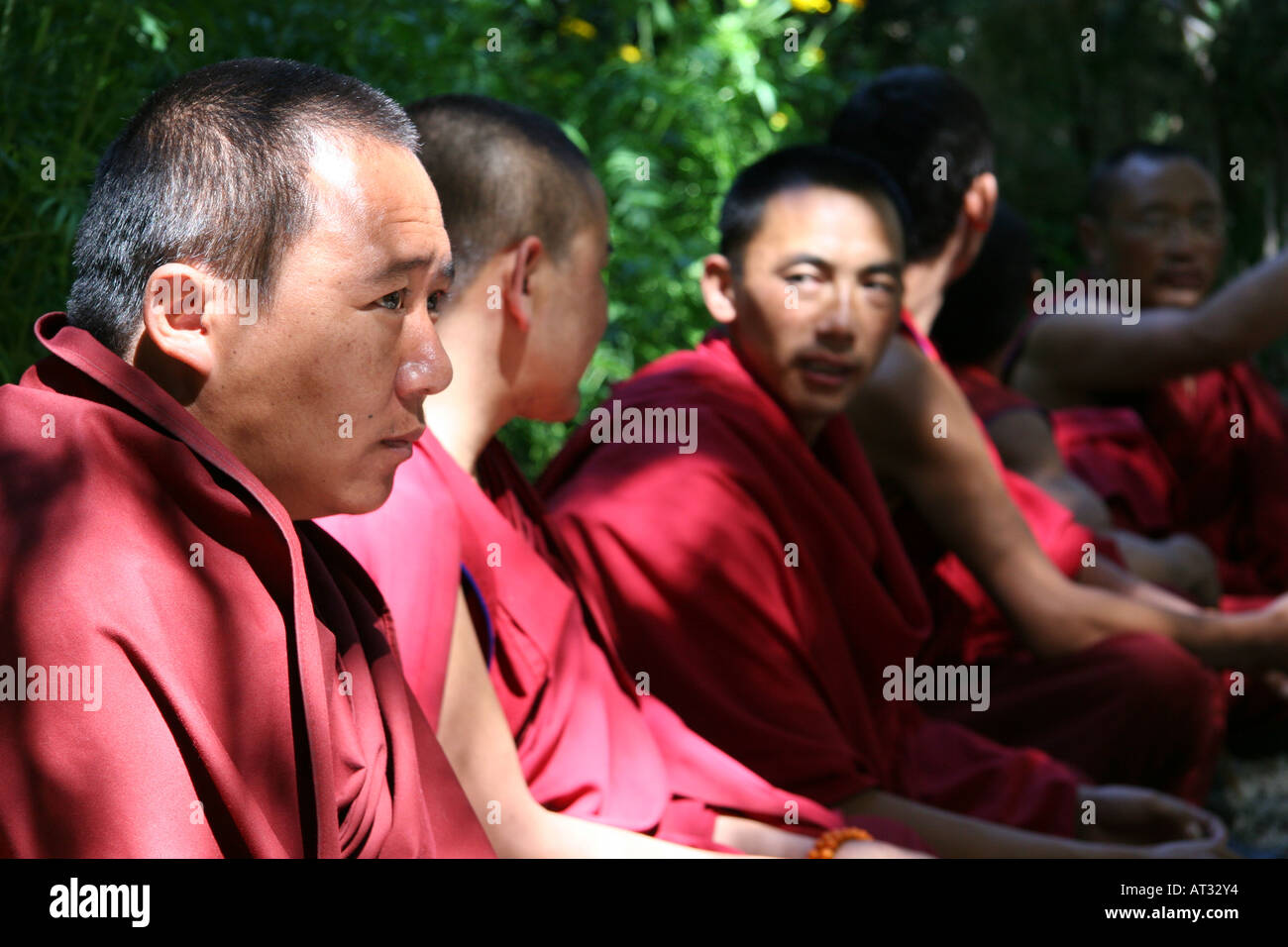 Buddhist monks debating, Sera Monastery, Lhasa, Tibet, China Stock ...