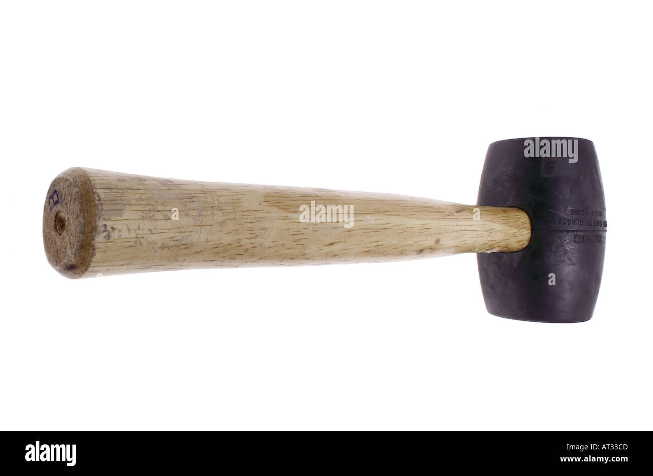 Rubber mallet silhouetted on white background Stock Photo - Alamy