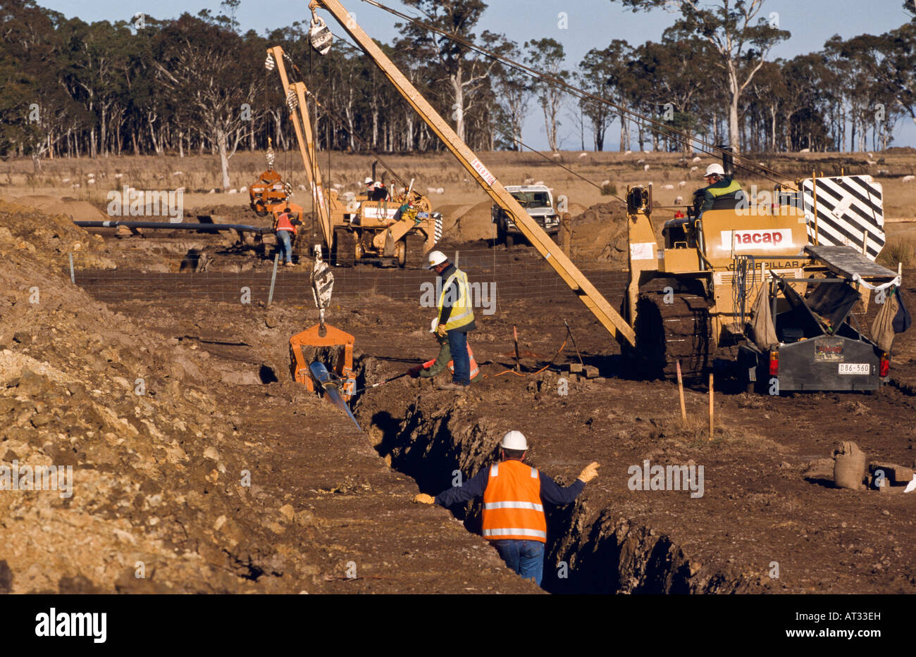 Laying gas pipeline Australia Stock Photo - Alamy