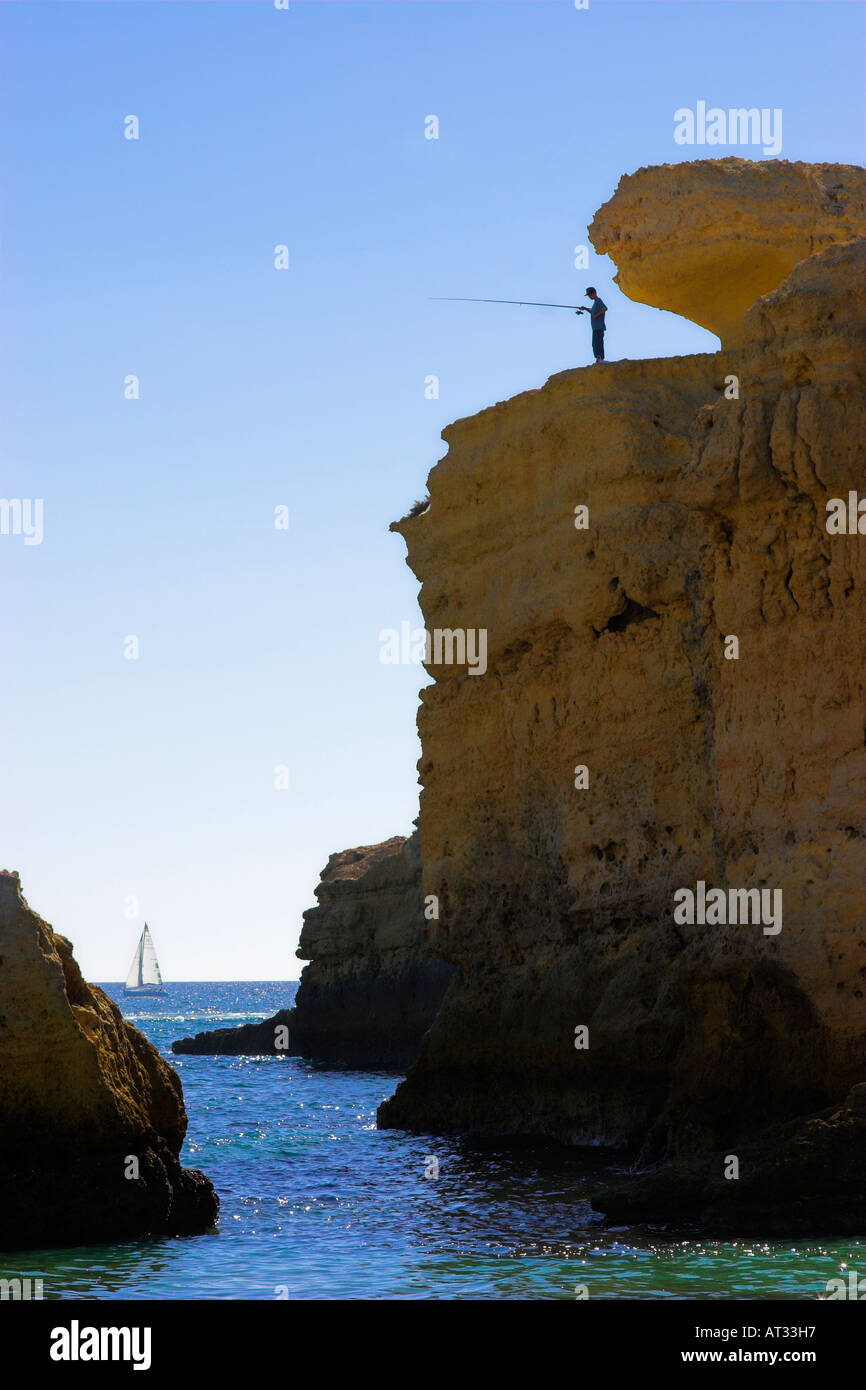 Sea fishing from a high cliff Stock Photo - Alamy