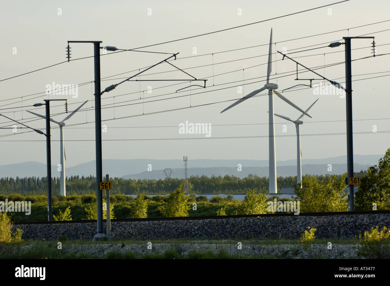 France drome donzere windmill power turbine and the tgv train railways ...