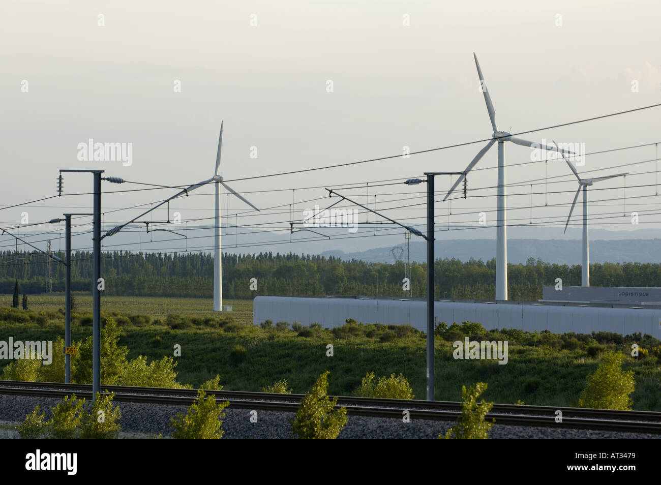 France drome donzere windmill power turbine and the tgv train railways ...