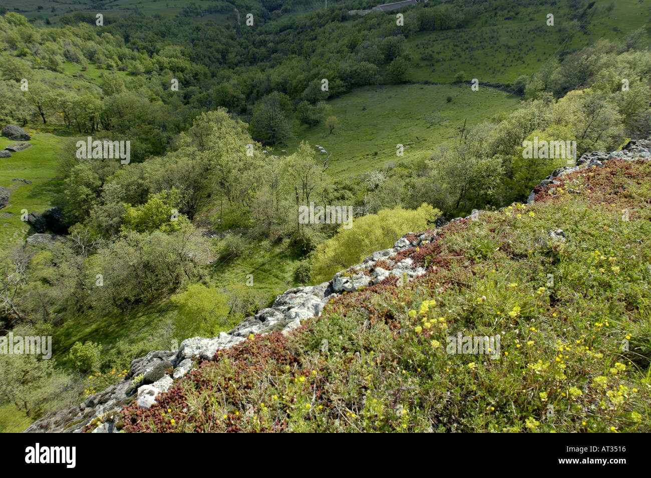 France Ardeche Mirabel Village Black Cliffs And Grass Stock Photo - Alamy
