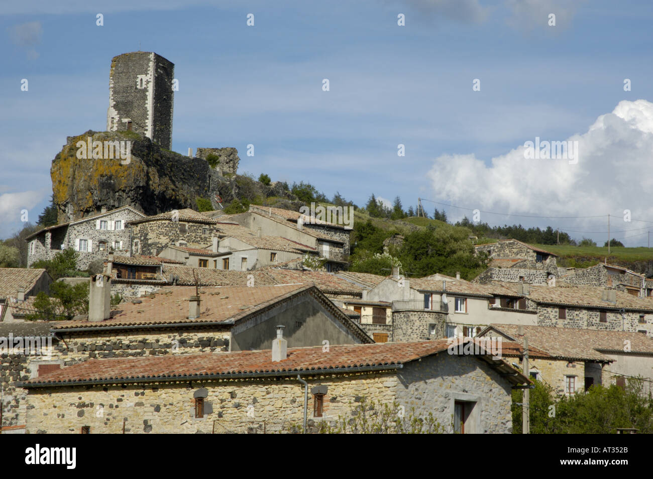 France Ardeche Mirabel Village And The Donjon Tower On Its Basaltic ...