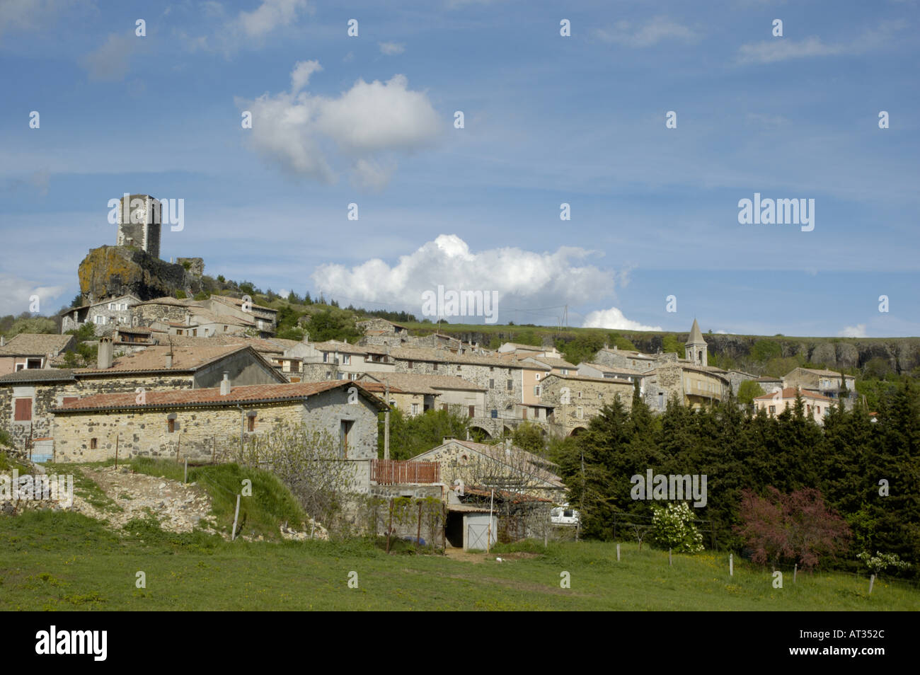 France Ardeche Mirabel Village And The Donjon Tower On Its Basaltic ...