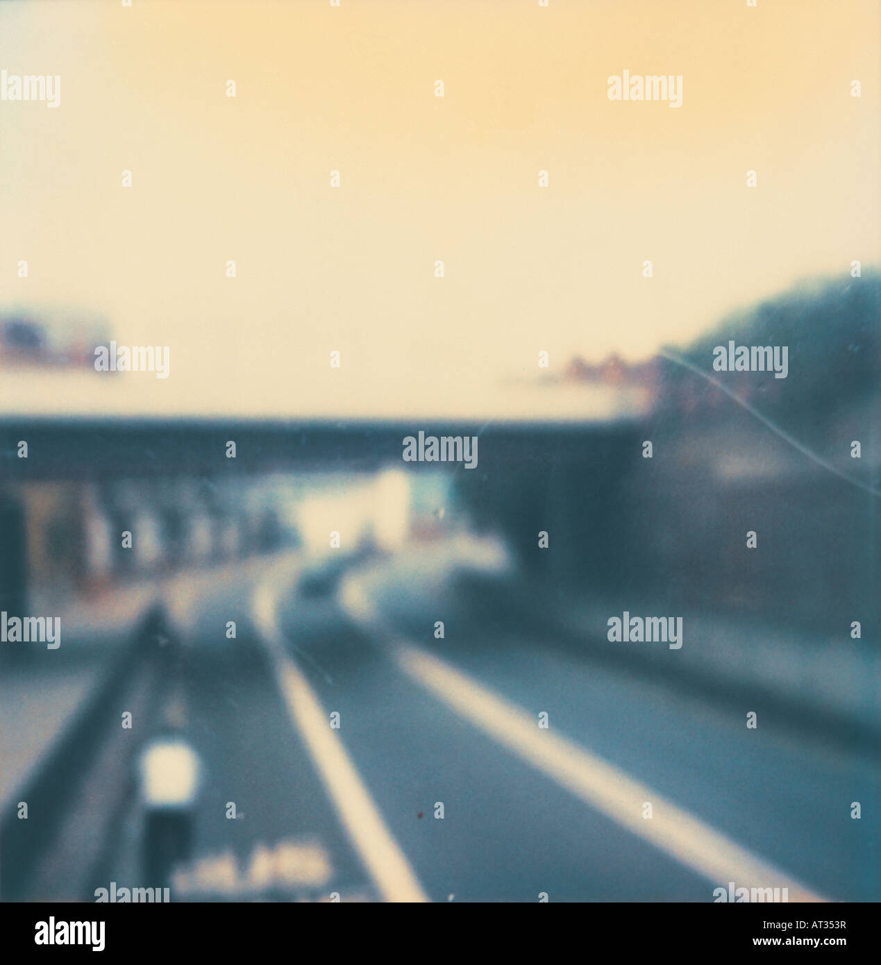 View from a window, looking out at road and bridge Stock Photo - Alamy