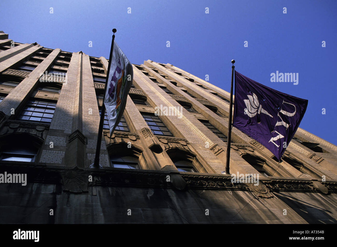 Usa New York Manhattan The New York University Flags And Building Stock ...